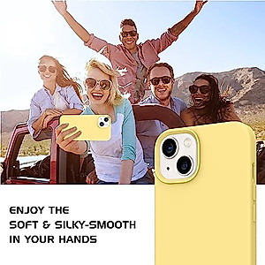 DOMAVER iPhone 13 Mini Case, Phone Case for iPhone 13 Mini Women Girls Liquid Silicone Soft Gel Rubber Microfiber Lining Cushion Cover Slim Smooth Protective-Yellow