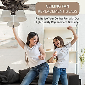 LIGHTACCENTS 4-Pack Ceiling Fan Light Covers -white Alabaster Glass Shade Lamp Replacement Kit For Ceiling Fan Light Kits. Glass Lamp Shade Replacement Used For Ceiling Fan Globe Replacement