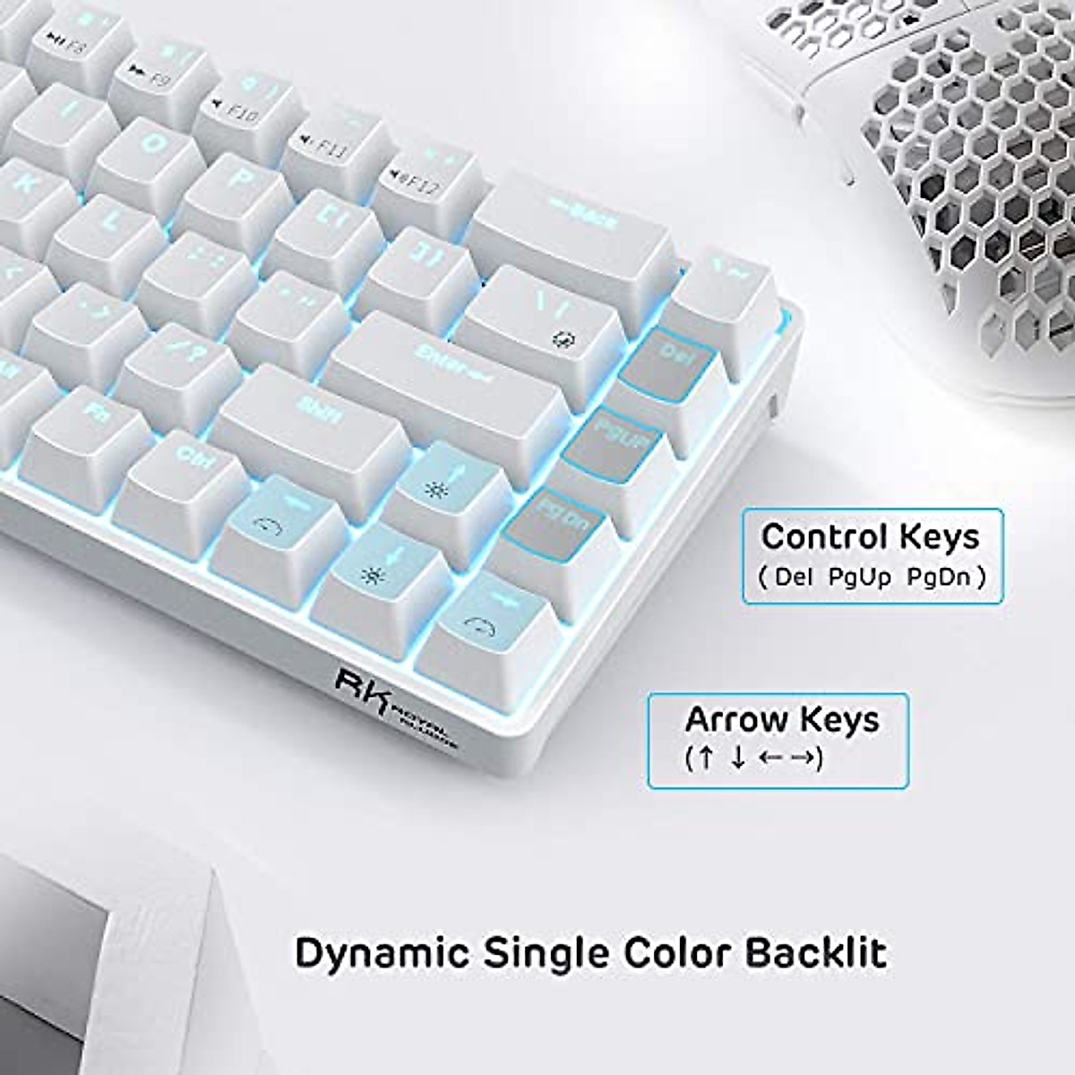 RK ROYAL KLUDGE RK68 Wireless Hot Swappable 65% Mechanical Keyboard, 68 Keys Compact BT5.0 Gaming Keyboard with Stand-Alone Arrow/Control Keys, Quiet Red Switch