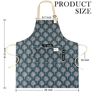 Sureio 8 Pack Aprons for Women Men with 2 Pockets Linen Kitchen Apron Adjustable Cooking Kitchen Chef Apron Bib for BBQ Outdoors Baking Household