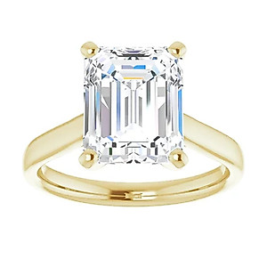 925 Silver, 10K/14K/18K Solid Gold Moissanite Engagement Ring,2.5 CT Emerald Cut Handmade Solitaire Ring, Diamond Wedding Ring for Women/Her Anniversary Ring, Birthday Gift,VVS1 Colorless Rings