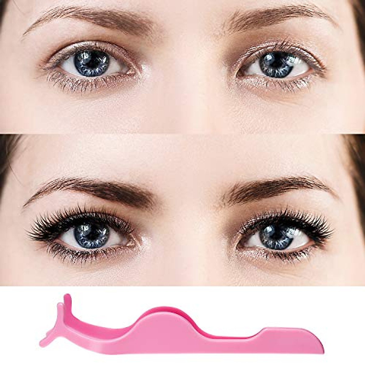 Mudder 60 Pcs Plastic Eyelashes Extension Tweezers False Eyelash Applicator Tool Eyelashes Clip Fish Tail Clip Tweezers for Lashes Application and Removal(Pink)