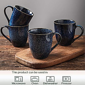 vicrays Coffee Mug Set, 12 Ounce, Set of 6, Ceramic Mug for Men, Women, Unique Glazed Mugs with Handle for Coffee, Tea, Milk, Cocoa, Cereal(blue)