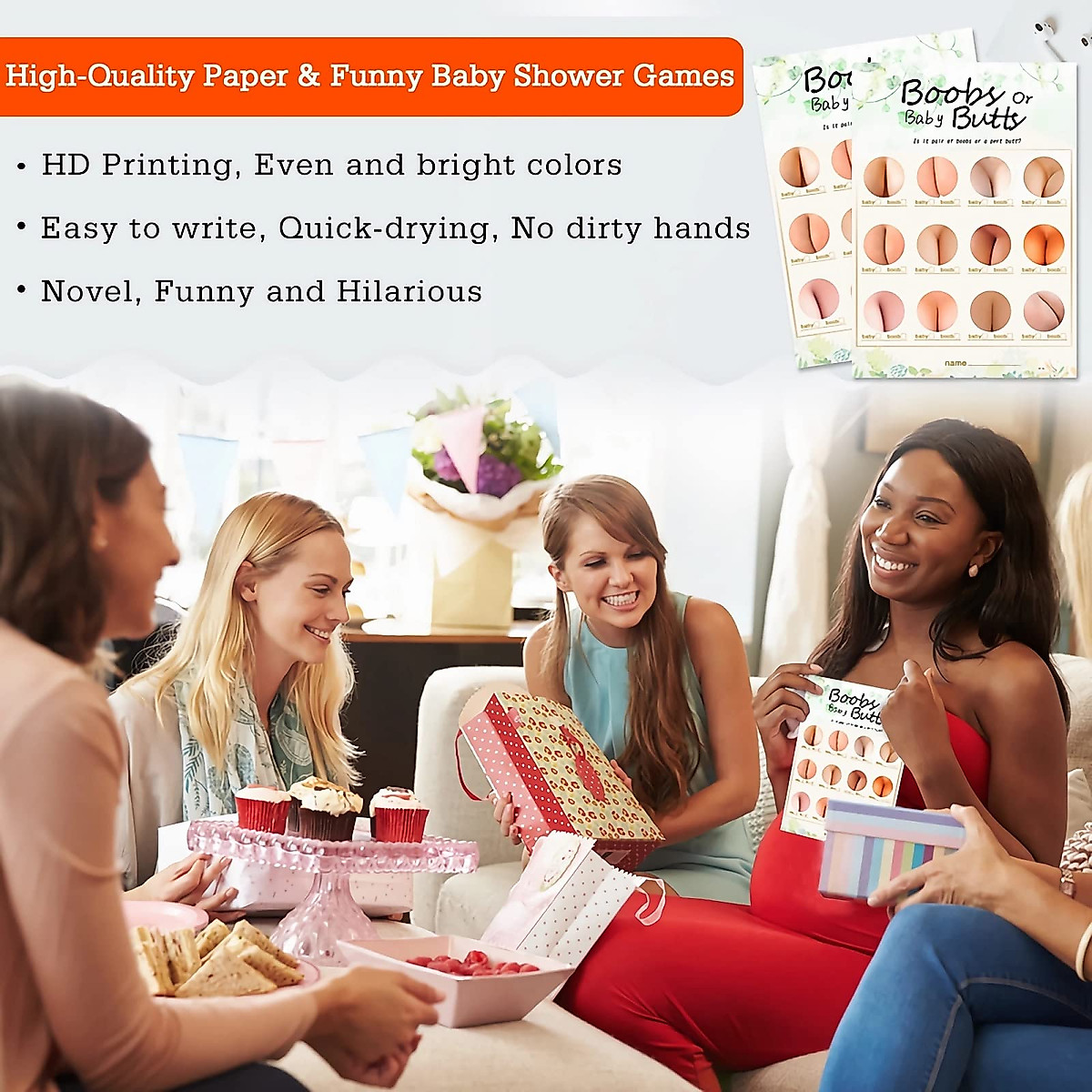 OLOUTAB 30 Baby Shower Games for Boy or Girl-Gender Neutral,Hilarious,Fun and Easy to Play,with Answer Keys