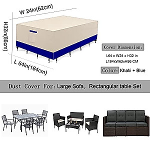 DUSTYPROTE Outdoor Furniture Cover Waterproof,64in Outdoor Furniture Covers for Patio Furniture,Garden Sofa,Dining Table Set,Table and Chair with Padded Handles, Two Buckles
