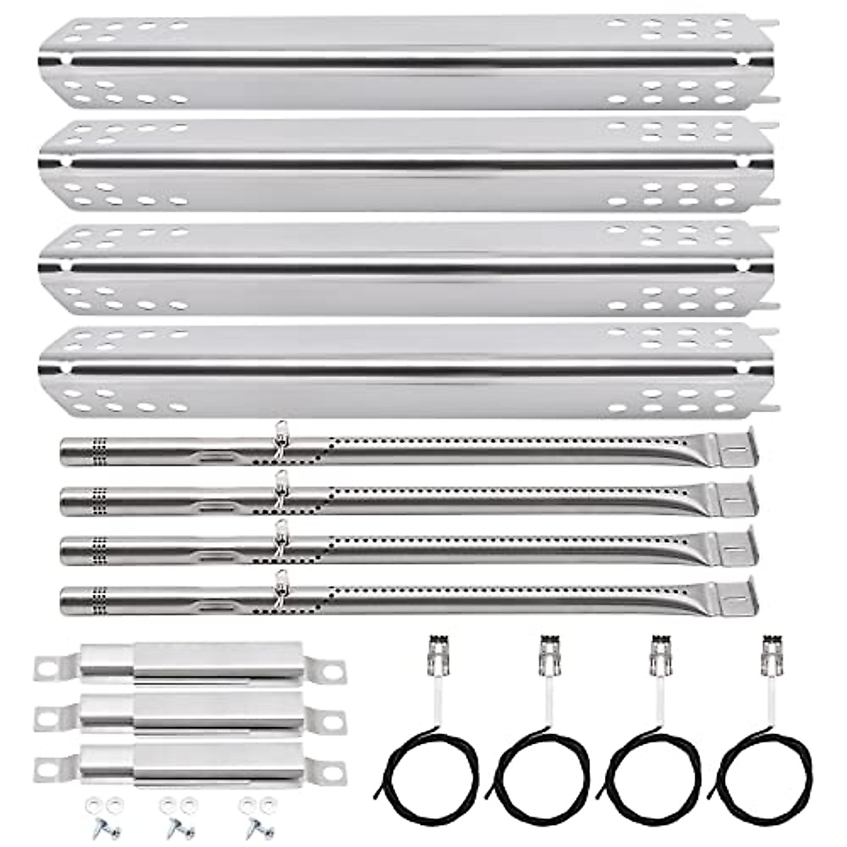 Aibabcue Grill Replacement Parts for Charbroil 4 Burner 463344116, 466344116 Grill Model, Stainless Heat Plate Shield Tent, Pipe Burner Tube, Carryover Tube, Igniter for Charbroil Advantage 463344116