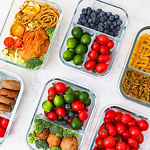 Moretoes Glass Food Storage Containers, 6pcs, 35oz, Glass Bento Box, Glass Meal Prep, Airtight Storage Container, Glasslock Container, Clear Containers