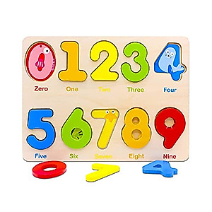 Aile Wooden Preschool Learning Number Puzzles Toys for Kids Age 2-4， Educational Toys