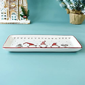 DOITOOL Ceramic Christmas Serving Platter Rectangular Christmas Gnome Serving Platter for Serving Food, Nordic Style Christmas Serving Dish Dinner Plate for Party Entertaining Appetizer