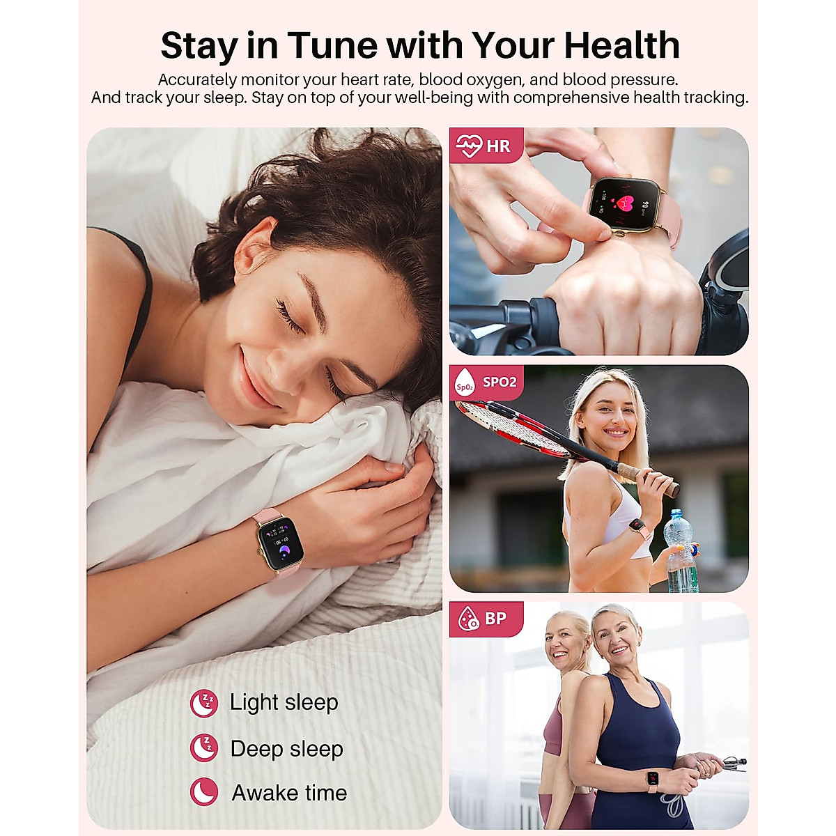 Smart Watch for Android for Women, 1.91" Touch Screen Fitness Tracker with Heart Rate Blood Oxygen Sleep Monitor, IP68 Waterproof Bluetooth Smartwatch Answer Make Call, Compatible Android iOS iPhone