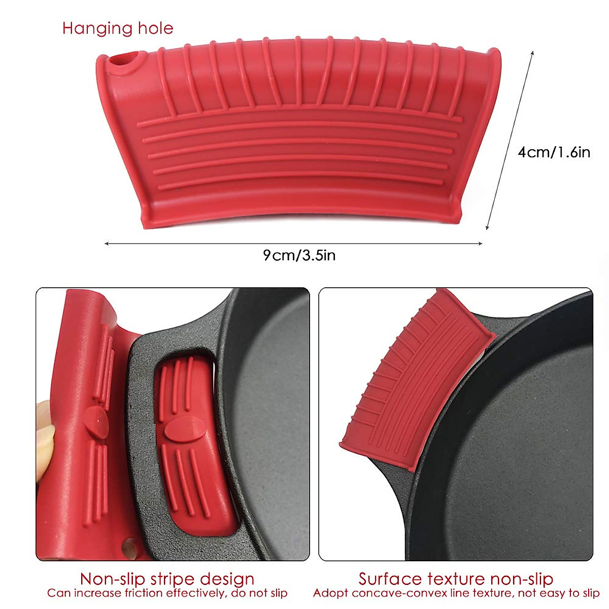 Set of 6 Silicone Hot Handle Holder Non-Slip Heat Resistant Pot Handle Holders Skillet Handle Cover Sleeve for Cast Iron Skillets Frying Pan Griddle Kitchen Cookware Handles