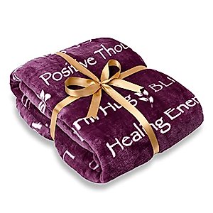 Chanasya Healing Thoughts Sympathy Caring Gift Message Throw Blanket - Prayer Comfort Thoughtful Encouraging Spirit Soft Blanket for Health Women Men Best Friend Cancer Sick Chemo Get Well Gift