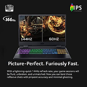 Acer Nitro 5 Gaming Laptop | Intel 12th Gen i7-12650H | NVIDIA GeForce RTX 4060 Laptop GPU | 15.6” FHD 144Hz IPS Display | 16GB DDR5 | 1TB Gen 4 SSD | Killer Wi-Fi 6 | RGB Backlit KB | AN515-58-781P