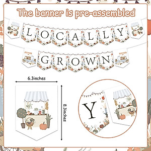 Locally Grown Baby Shower Banner for Boys Girls, Farmer's Market Baby Shower Banner Fruit and Vegetables Farmer's Market Baby Shower Decoration Banner for Gardener Theme Farm Fruit Theme Party