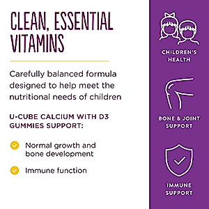 Solgar U-Cubes Children's Calcium with Vitamin D3, 120 Gummies - Strawberry Flavor - Supports Bone & Teeth Health - Non GMO Gluten Free, Dairy Free - 60 Servings