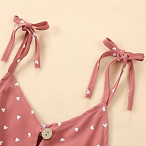 Tepuce 2T Girls Clothes Summer Baby Strap Sleeveless One Piece Halter Romper Casual Jumpsuit, Pink Heart 2-3T/100cm