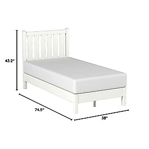 ZINUS Wen Wood Deluxe Platform Bed Frame with Headboard / Solid Wood Foundation / Wood Slat Support / No Box Spring Needed / Easy Assembly, Twin, White