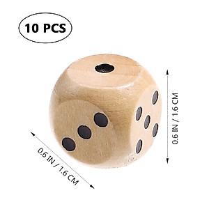 Toddmomy Wooden 6 Sided Dice Game Dice 10Pcs Wooden Dice 16mm Dice with Numbers 1- 6 Wooden Dice Set Party Favors for Table Games