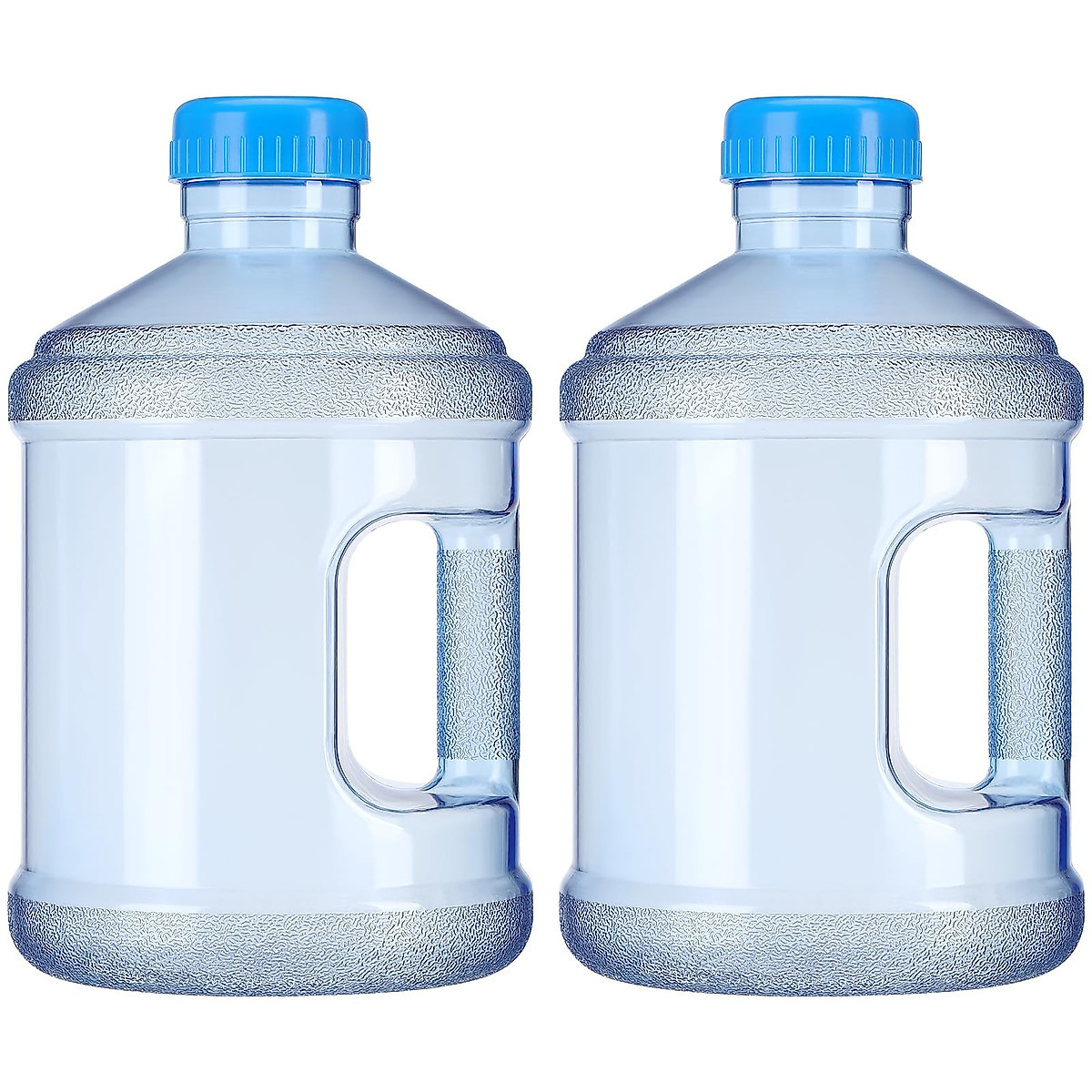 INOOMP 2 Pieces Water Bottle Water Jug Round Plastic Water Bottle with Handle Reusable Leak Proof Water Bottle for Gym Sports Office Daily Cold Liquids Drinking Use, Blue (1 Gallon)