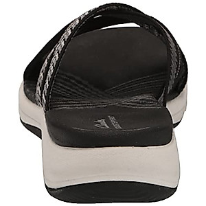 Clarks Women's Mira Grove Flat Sandal, Black Textile, 6