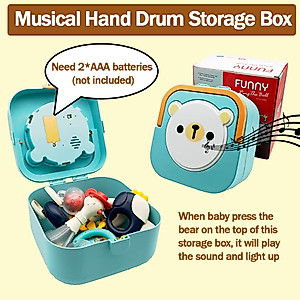 10pcs Baby Rattles, Teething Toys for Babies 6-12 Months, Newborn Baby Toys Musical Hand Drum Storage Box Early Educational Infant Grab Toy Baby Essentials, Birthday Present for 0-6