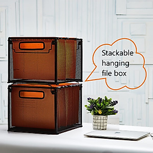 SETTFRFE Letter Size Hanging File Folder Organizer,Metal Filing Crate,File Basket for Hanging File,Black (Mesh metal)