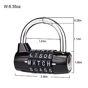NBYT Combination Padlocks Portable Zinc Lock with Code and Letter/Word Combination Ideal for lockers, Gym, gate, Fence, Toolbox, case, hasp Storage and Outdoor use - 5-Letter Dial Lock.