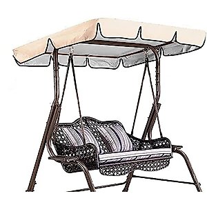 KFJZGZZ Replacement Canopy for Swing Seat, Swing Canopy Cover 3 Seater, Patio Hammock Cover, Outdoor UV Proof Waterproof Swing Seat Cover - Cover Only