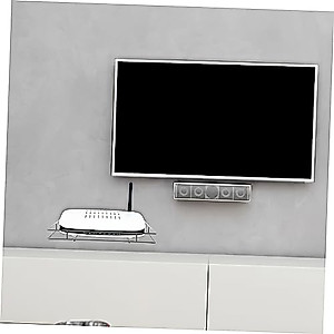 Cabilock Iron Nail- Router Storage Rack Bathtub Faucet Handles Bathroom Decor Tv Lower Row Small Wall Shelves Tv Top Shelf Router Shelf No Drill Tv Mount Wall Hanging Storage Rack Grey