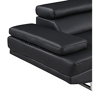 Blackjack Furniture Union Modern Leather Air Tufted Living Room Right Facing Sectional, Black