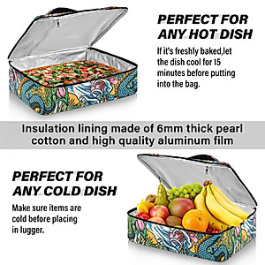 NFMILI Casserole Carrier for Hot and Cold Blue Japanese Dragon Print, Insulated Food Delivery Bag Reusable Warmer Carrier Bag with Inner Pocket Aesthetic Print 15.75×11.81×3.94 inch