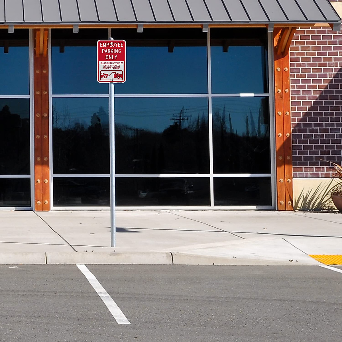 SmartSign 18 x 12 inch “Employee Parking Only - Unauthorized Vehicles Towed” Metal Sign, 63 mil Aluminum, 3M Laminated Engineer Grade Reflective Material, Red and White