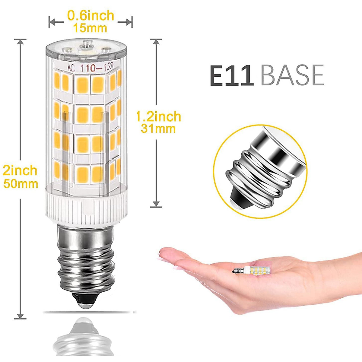 SZHZBZW E11 Led Bulb Replaces T4/T3 JD Type Clear Light Bulbs Warm White 3000K 2 Pack