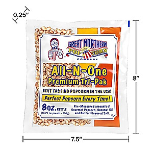 Great Northern Popcorn Company Movie Theater Style 40-Count Popcorn Packs Pre-Measured 8-Ounce All-in-One Kernel, Salt, Oil Packets for Popping Machines, 8 Ounce (Pack of 40)