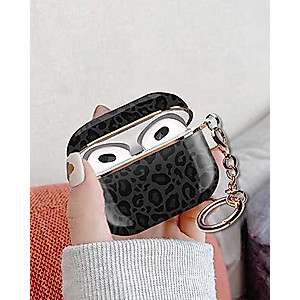Txocouk for Airpods 3 Case，Protective Shockproof Hard Case with Keychain，Cute AirPods 3rd Generation Case, air pods case for Girls and Women and Men （Black Leopard Skin）