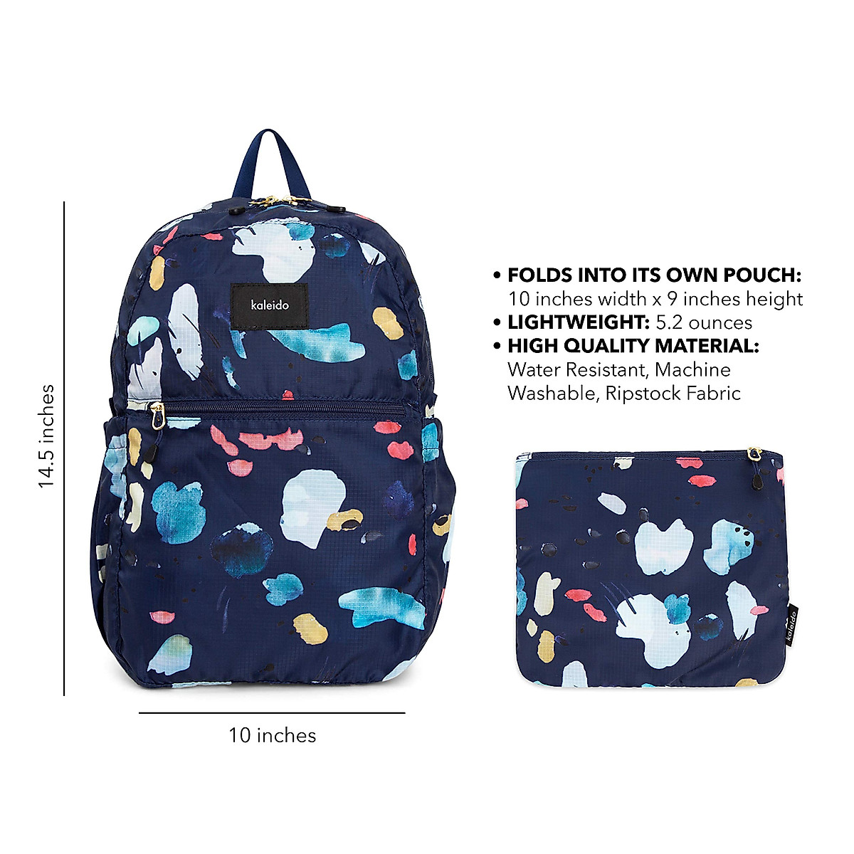 KALEIDO Stylish Lightweight Packable Foldable Backpack Midnight Muse Water Resistant, Convenient, Airport Friendly