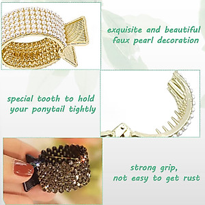 Doromy Rhinestone Hair Clips - 3-Pack High Ponytail Barrettes, Spring Clips, Hair Claws & Cuffs for Women's Thick/Thin Hair Accessories