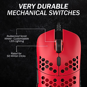 HK Gaming Mira M Ultra Lightweight RGB Gaming Mouse | Honeycomb Shell | 63 Grams | max 12000 cpi | USB Wired | 6 programmable Buttons | On-Board Memory | Anti Slip Grips | Mira-M Monza