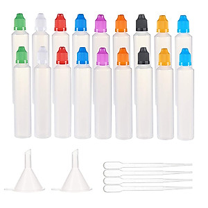BENECREAT 18 Pack 2oz/60ml Plastic Squeeze Dropper Bottle Thin Tip Bottle with Childproof Caps, 4 Funnel and 2 Dropper for Glue DIY Craft