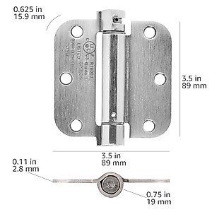 Amazon Basics Self-Closing Door Hinge, 3.5 Inch x 3.5 Inch, 1 Piece, Satin Nickel