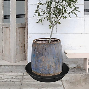 Bleuhome 3 Pack of 20 22 inch Plant Saucer (19.2 Inch Base), 3.6" Depth Tray, Large Deep Garden Plastic Flower Plant Trays for Indoors Outdoor, Tray for Planter 19-23" (Black)