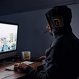 NACODEX Black Wired Gaming Headset and RGB Gaming Headphone Stand with 3.5mm AUX & 2 USB Port, Touch Control 10 Lighting Mode Headset Holder