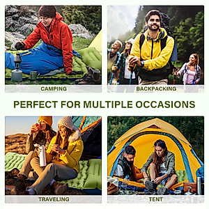 Yuzonc Camping Sleeping Pad, Ultralight Camping Mat with Pillow Built-in Foot Pump Inflatable Sleeping Pads Compact for Camping Backpacking Hiking Traveling Tent
