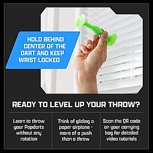 POPDARTS Glow Pack Game Set Glow in The Dark (Blue and Green) - Indoor, Outdoor Suction Cup Throwing Game - Competition with a POP