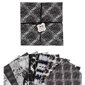 Soimoi Precut 10-inch Chihuahua & Dot Prints Cotton Fabric Bundle Quilting Squares Charm Pack DIY Patchwork Sewing Craft- Black