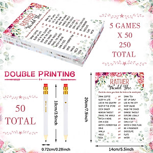 300 Pcs Bridal Shower Games Supplies Include 5 Sets 50 Wedding Games Cards and 50 Pencils, Bridal Shower Decorations Bridal Favors for Guests Bride Groom Bridal Wedding, 50 Guests (Fresh Style)