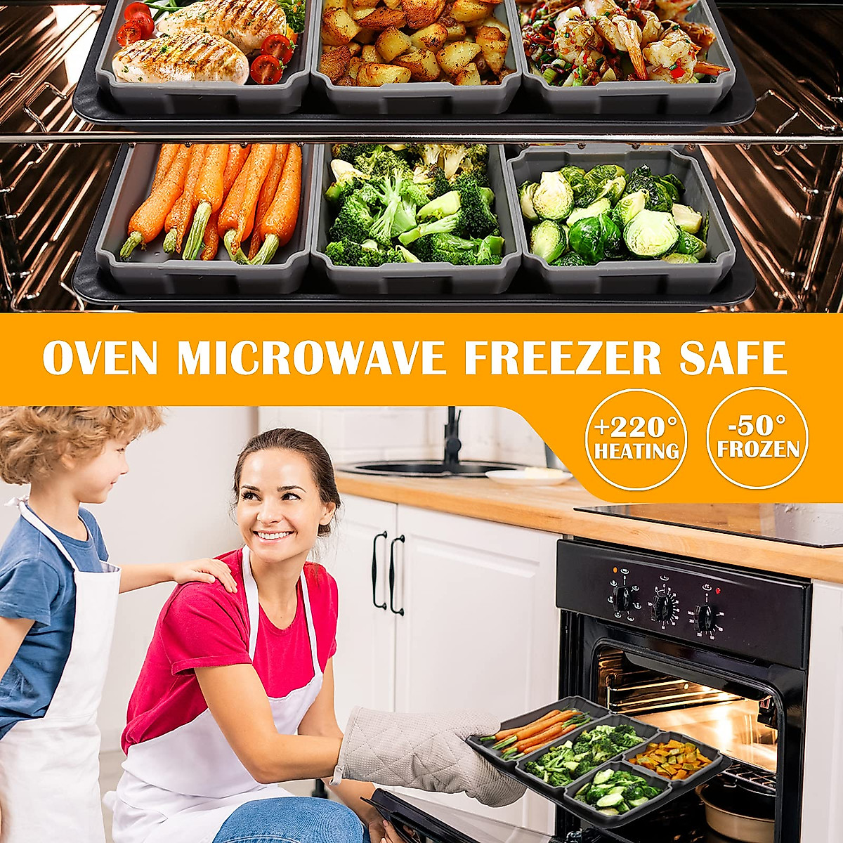 Silicone Sheet Pan Set, XOMOO 2023 puls size 4PCS Nonstick Silicone Dividers for Baking Trays, Baking Pan Dividers, Baking Cooking Accessories for Oven Dinner Prep, Dishwasher Safe Air Fryer Safe