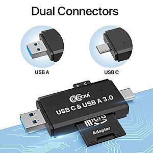 COCOCKA USB 3.0 SD and USB C Flash Memory Card Reader, Camera SD Card Adapter Converter for SDXC SDHC SD MMC TF RS- MMC Micro SDCard and UHS-I Cards Windows Smartphone Computer Laptop