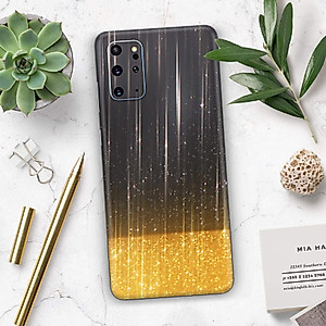 DesignSkinz Scratched Surface with Glowing Gold Sparkle Protective Vinyl Decal Wrap Skin Cover Compatible with The Samsung Galaxy S20 (Screen Trim & Back Glass Skin)