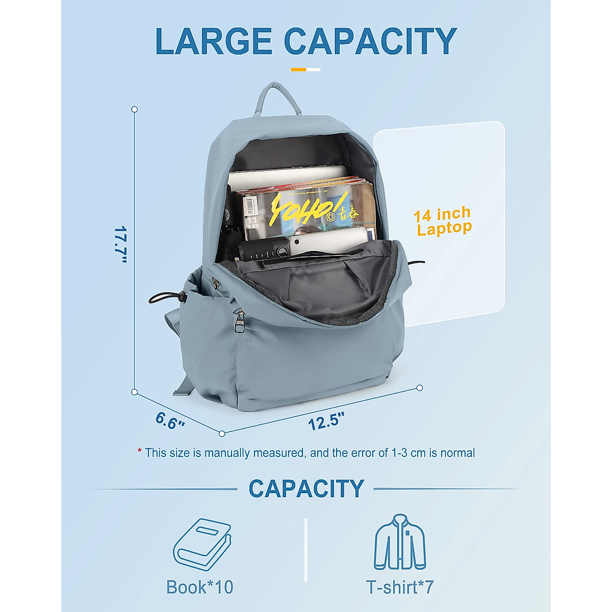 UPPACK Backpack For Women Aesthetic Blue Backpack For Men Lightweight Gym Backpack Bag Casual Daypack Laptop Backpack College